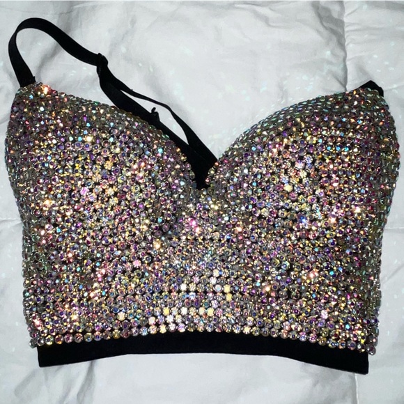 Tops | Iridescent Rhinestone Bustier | Poshmark